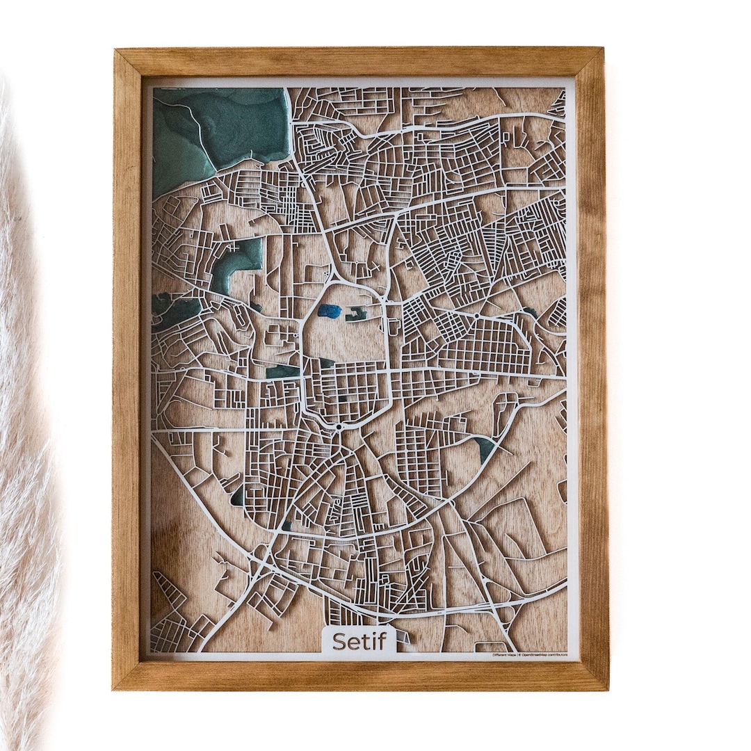 Sétif Wood Map | Wood and Epoxy - Etsy