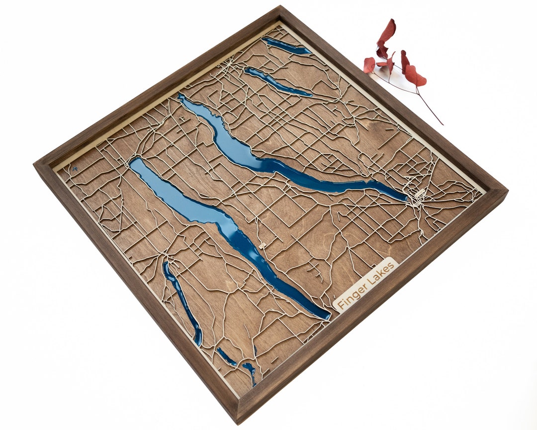 Finger Lakes Map | Wood and Epoxy - Etsy
