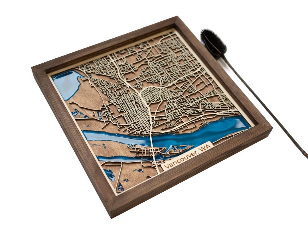 Vancouver WA Map | Wood and Epoxy - Etsy