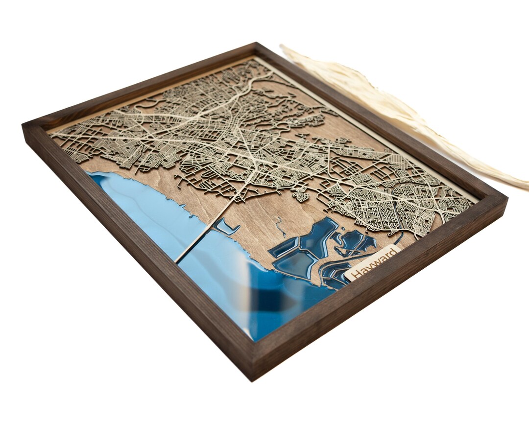 Hayward Map | Wood and Epoxy - Etsy