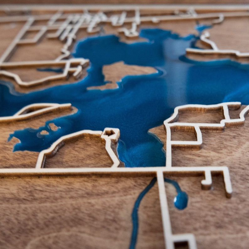 Eugenia Lake Wood Map Wood and Epoxy Resin | Etsy