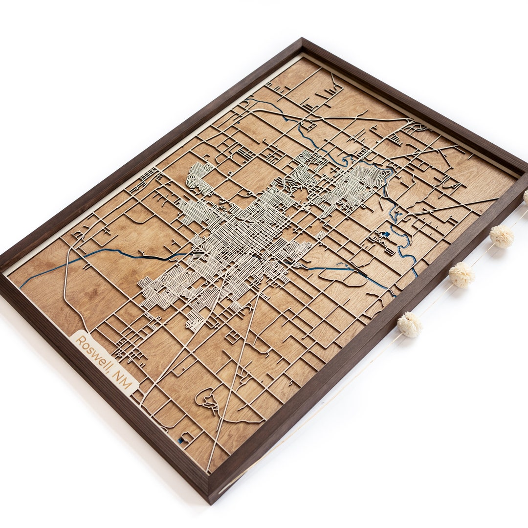 Roswell Map | Wood and Epoxy - Etsy