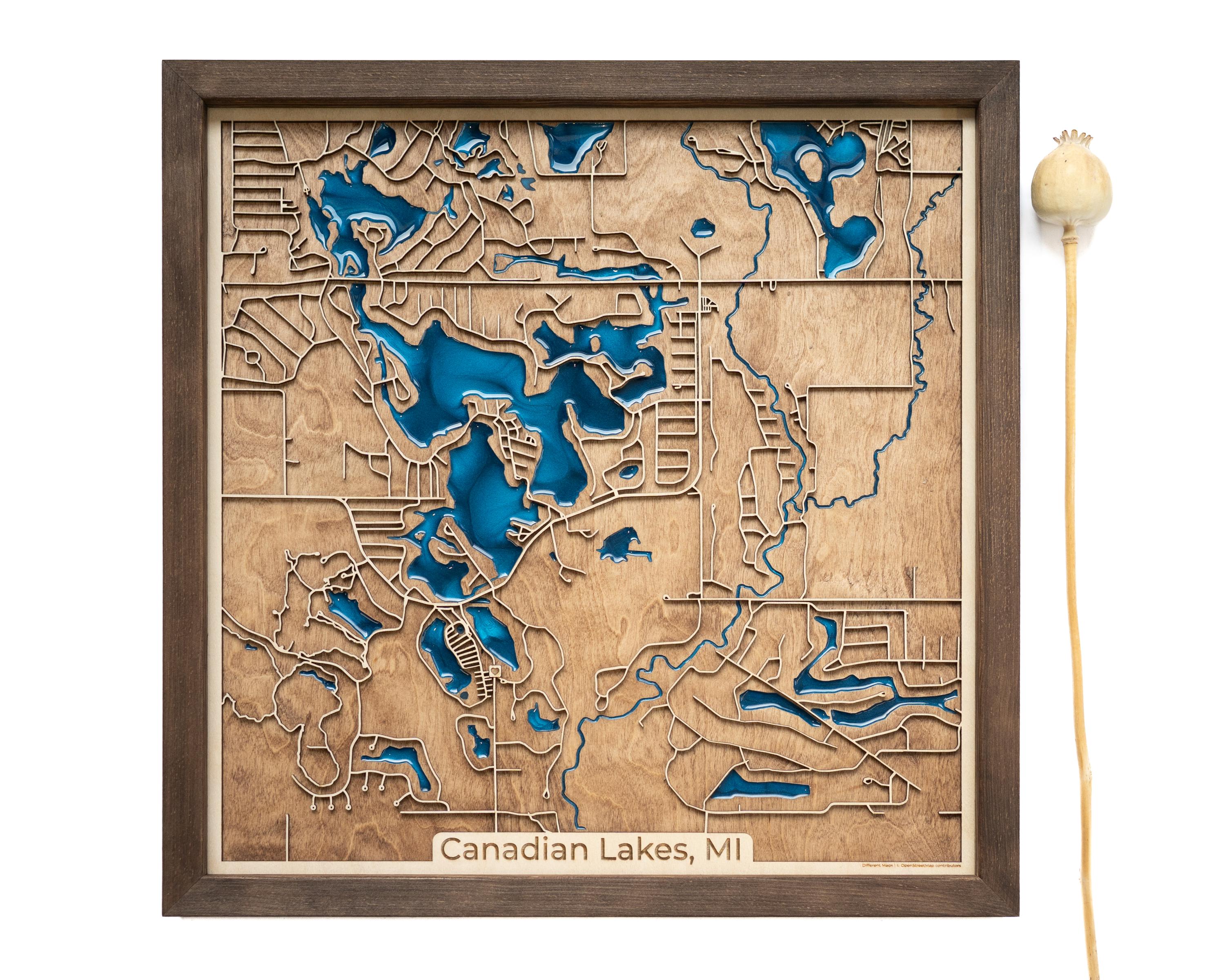 Canadian Lakes Map | Wood and Epoxy - Etsy