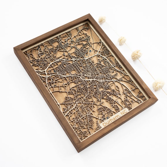 Durham Map Wood and Epoxy - Etsy
