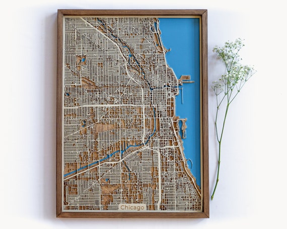 Chicago Wooden Map Unique Personalized Gift for | Etsy