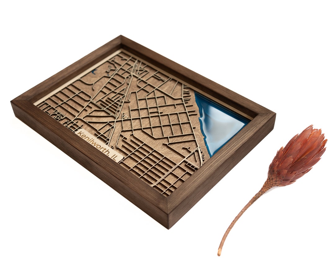 Kenilworth Map | Wood and Epoxy - Etsy