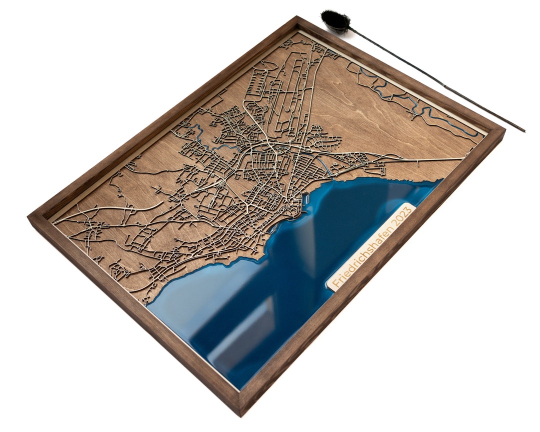 Friedrichshafen Map | Wood and Epoxy - Etsy