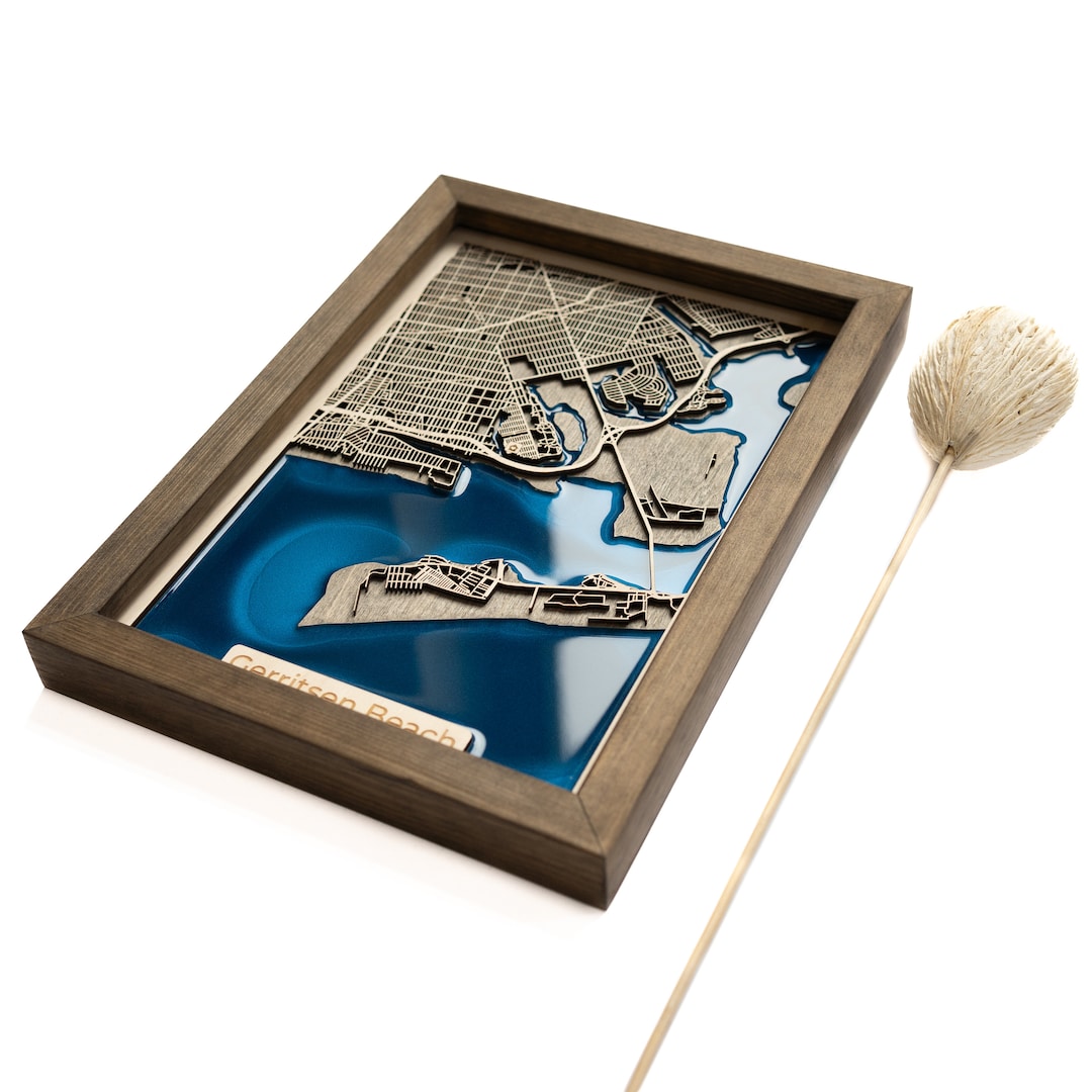 Gerritsen Beach Map | Wood and Epoxy - Etsy