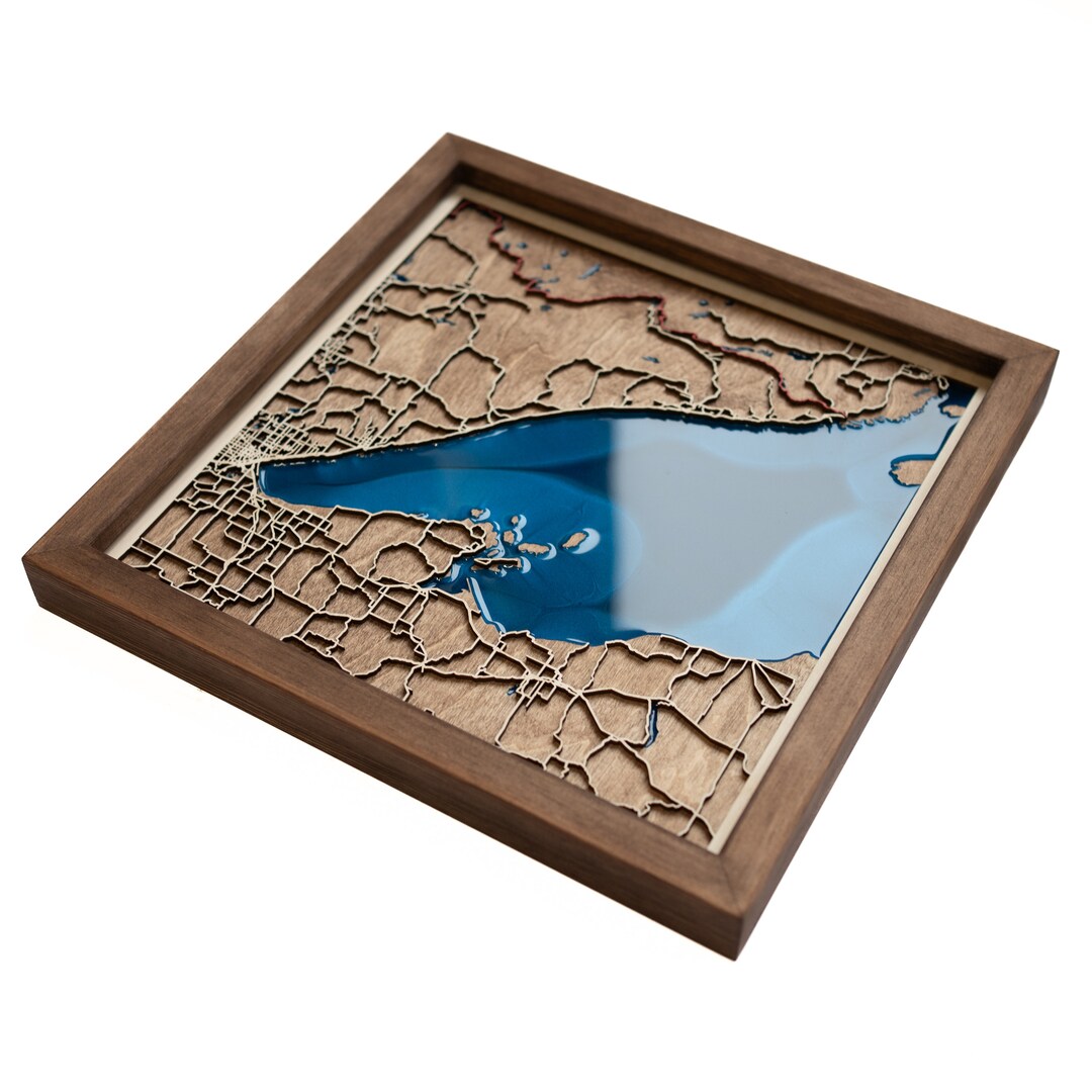 North Shore Map | Wood and Epoxy - Etsy