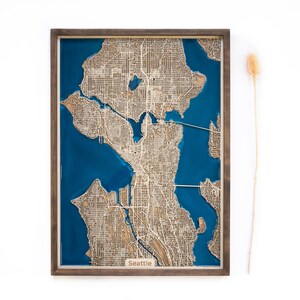Seattle Wood Map | Wood and Epoxy Resin - Etsy
