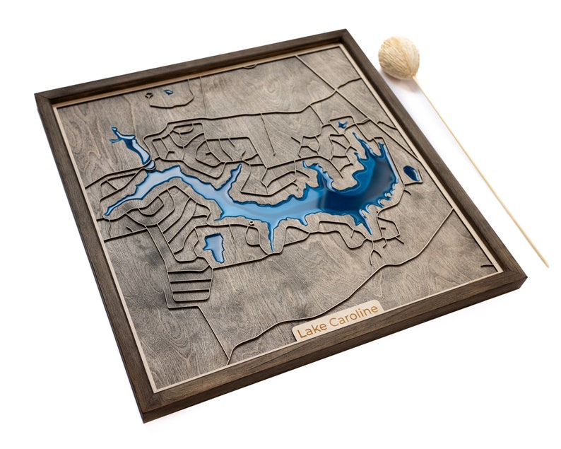 Lake Caroline Map | Wood and Epoxy - Etsy