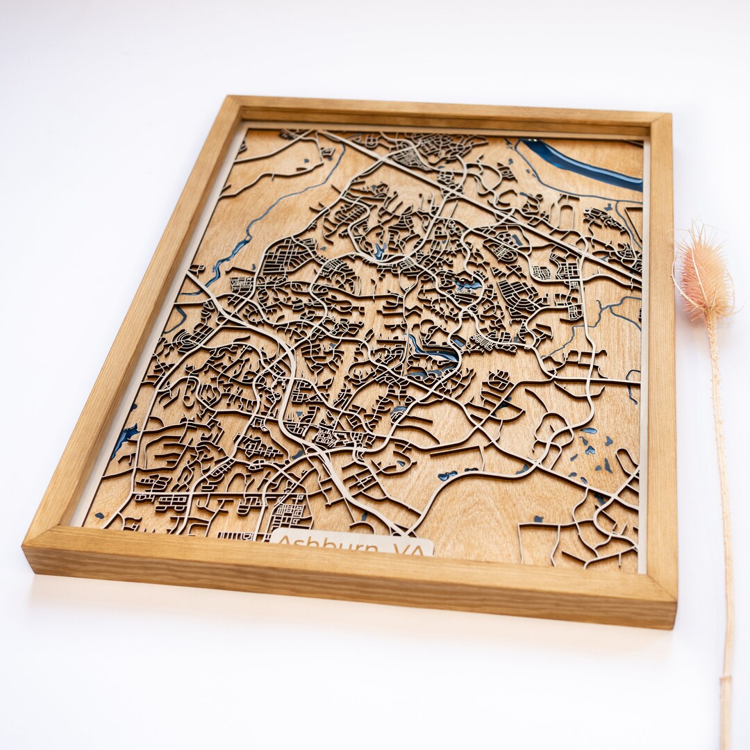 Ashburn Map | Wood and Epoxy - Etsy