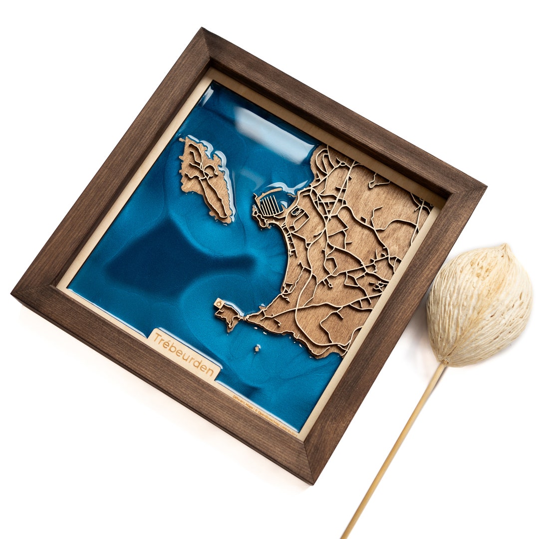 Trébeurden Map | Wood and Epoxy - Etsy