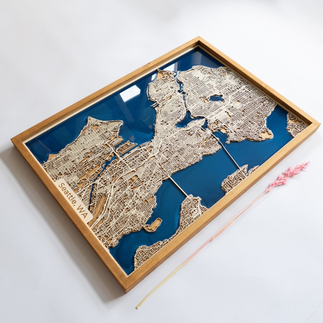 Seattle Wood Map Wood and Epoxy Resin - Etsy