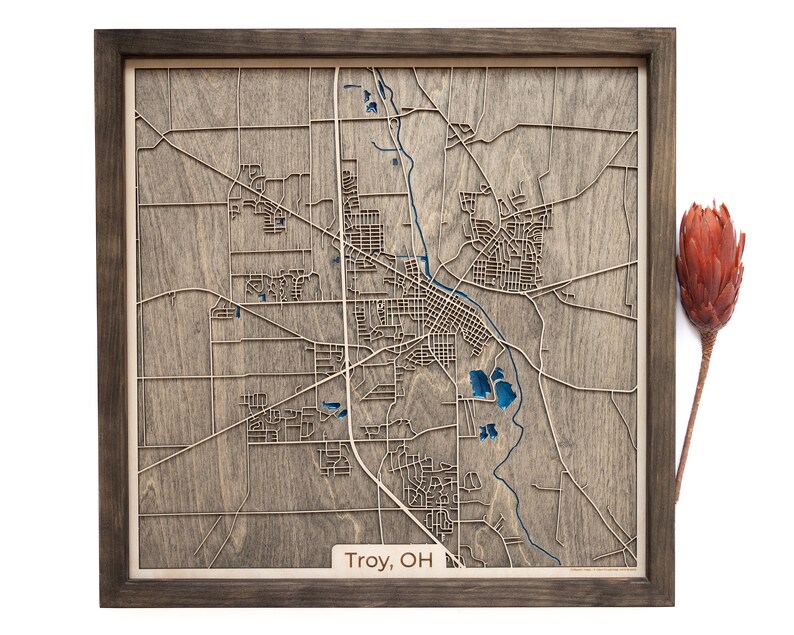 Troy OH Map | Wood and Epoxy - Etsy