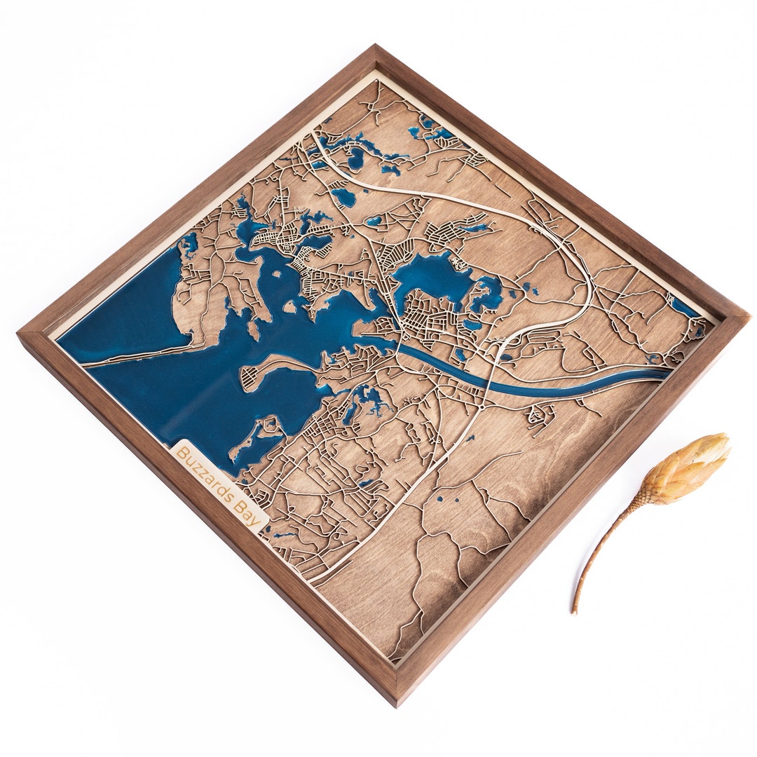 Buzzards Bay Map | Wood and Epoxy - Etsy
