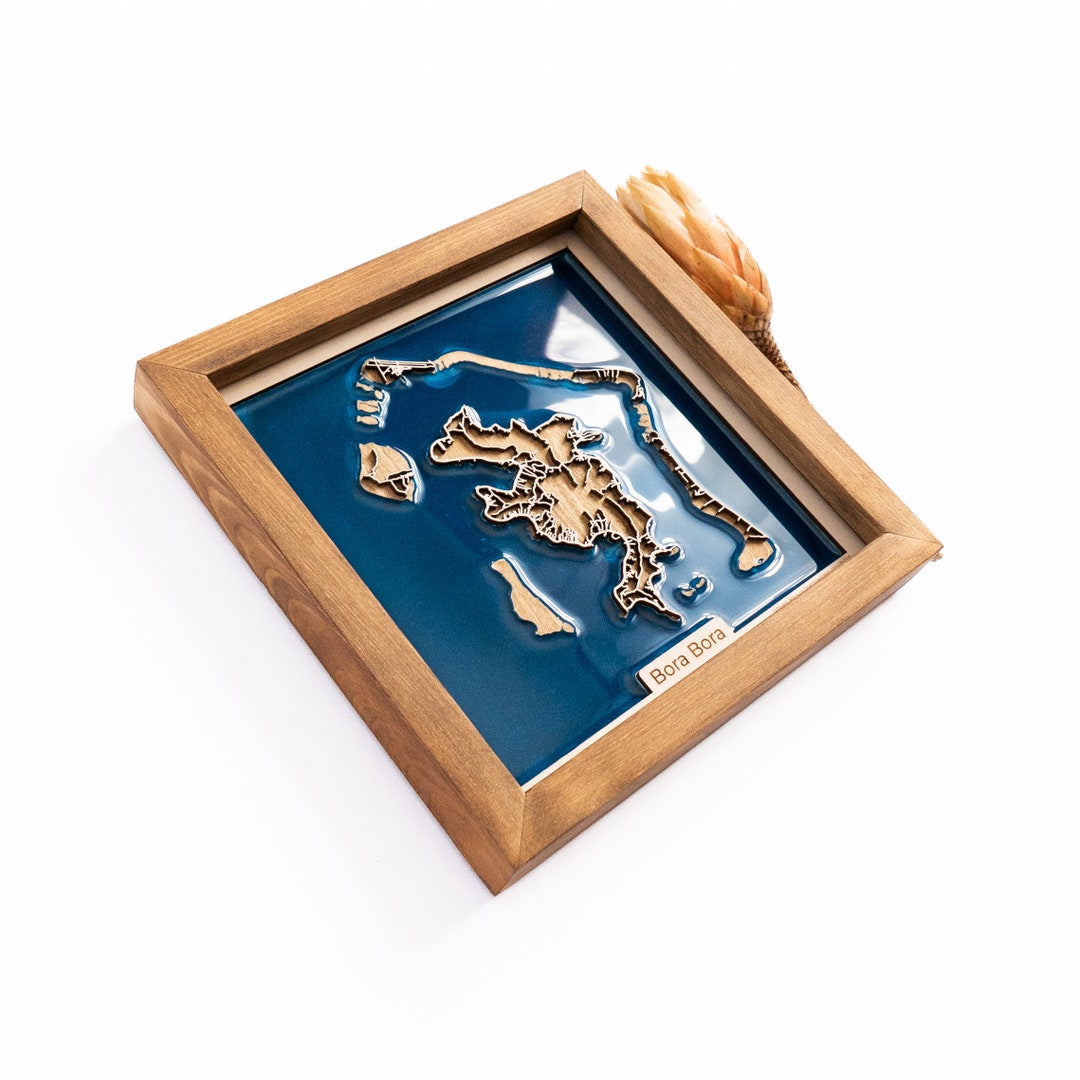 Bora Bora Map | Wood and Epoxy - Etsy