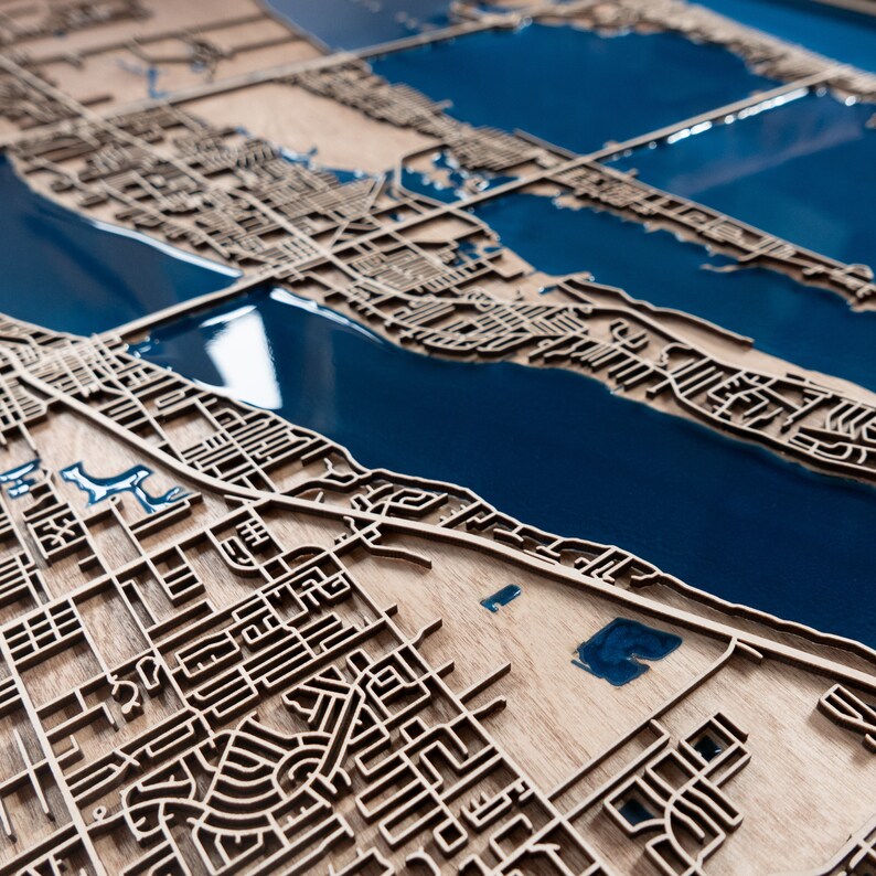 Custom Lake Map Wood and Epoxy Resin - Etsy