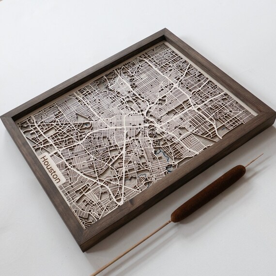 Houston Wood Map Wood and Epoxy | Etsy