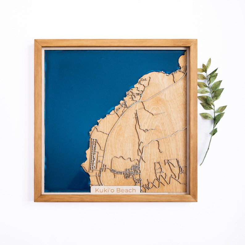 Kukio Beach Map Wood and Epoxy - Etsy