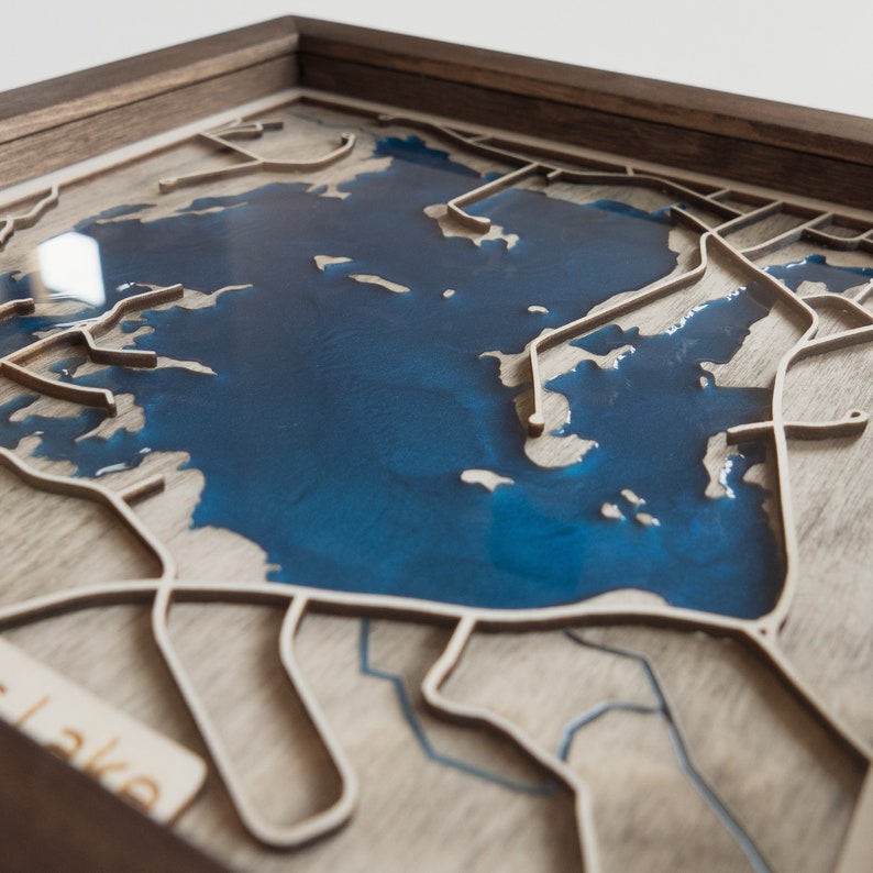 Custom Lake Map Wood and Epoxy Resin - Etsy