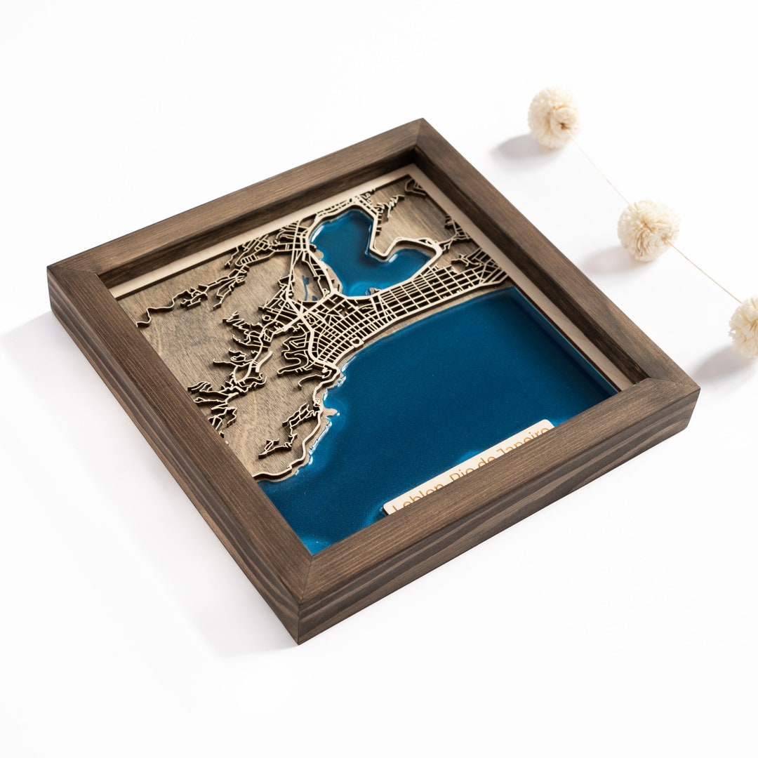 Leblon, Rio De Janeiro Map | Wood and Epoxy - Etsy