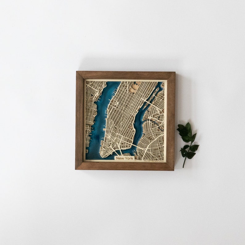 New York Wooden Map Unique Personalized Gift for | Etsy