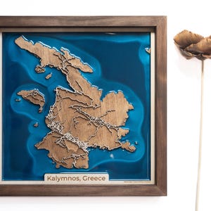Kalymnos Map | Wood and Epoxy - Etsy