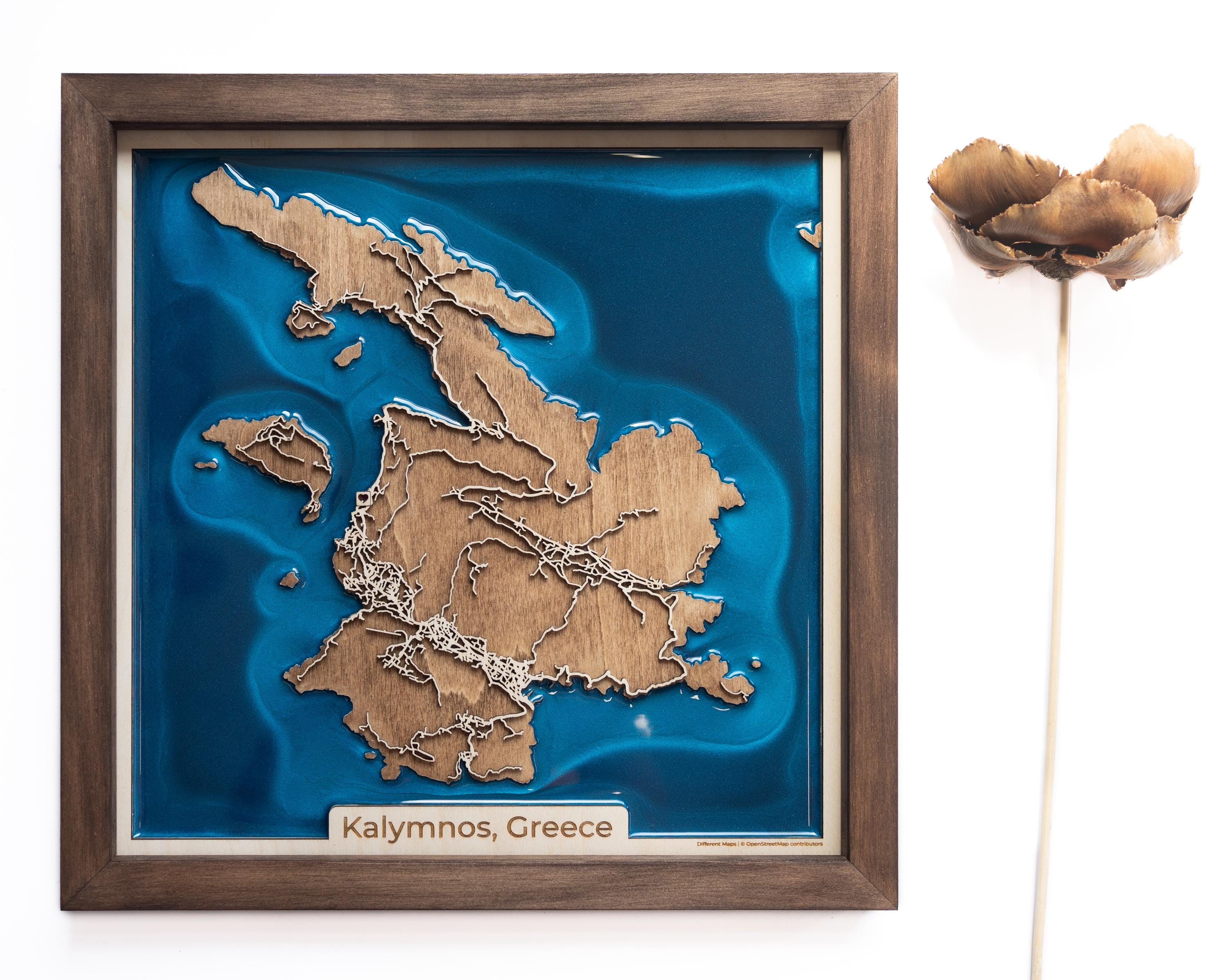 Kalymnos Map | Wood and Epoxy - Etsy