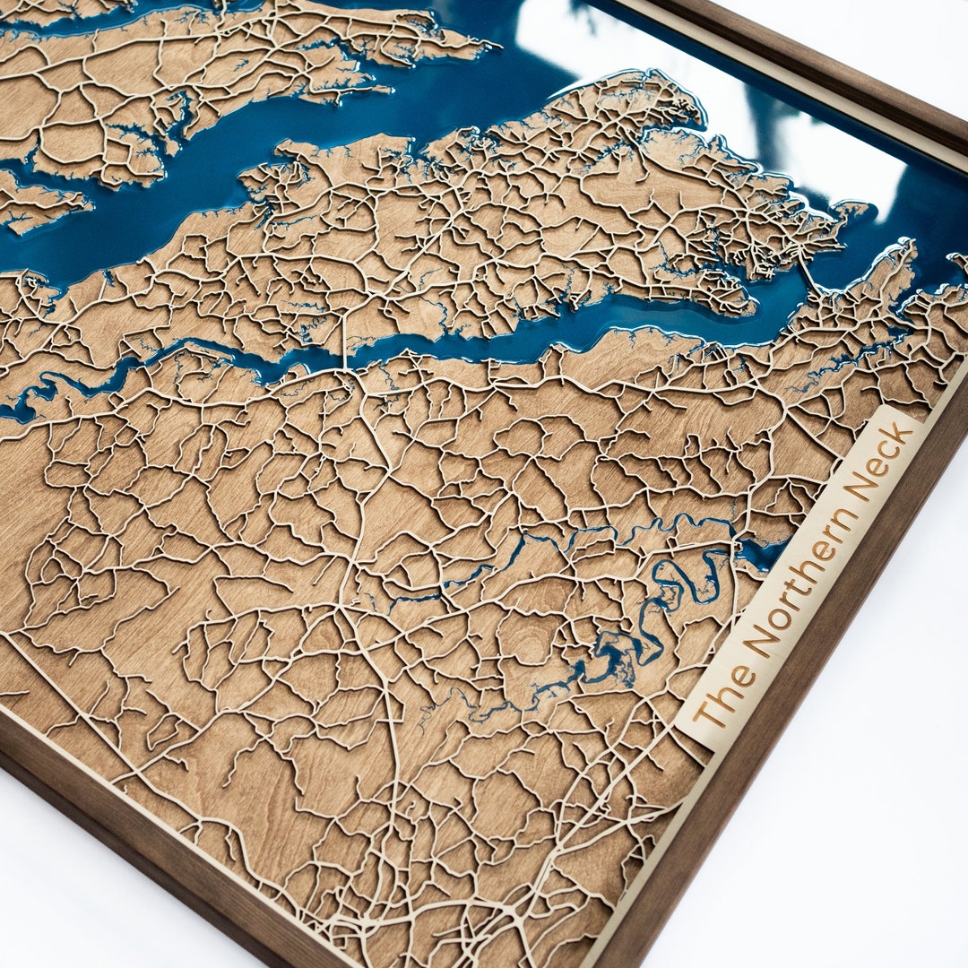 The Northern Neck Map | Wood and Epoxy - Etsy