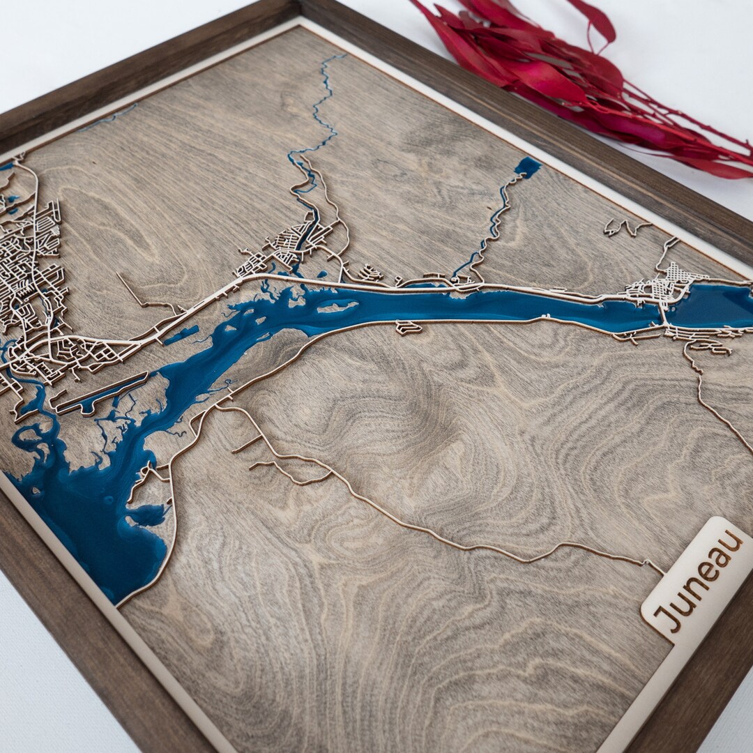 Juneau Wood Map Wood and Epoxy Resin - Etsy