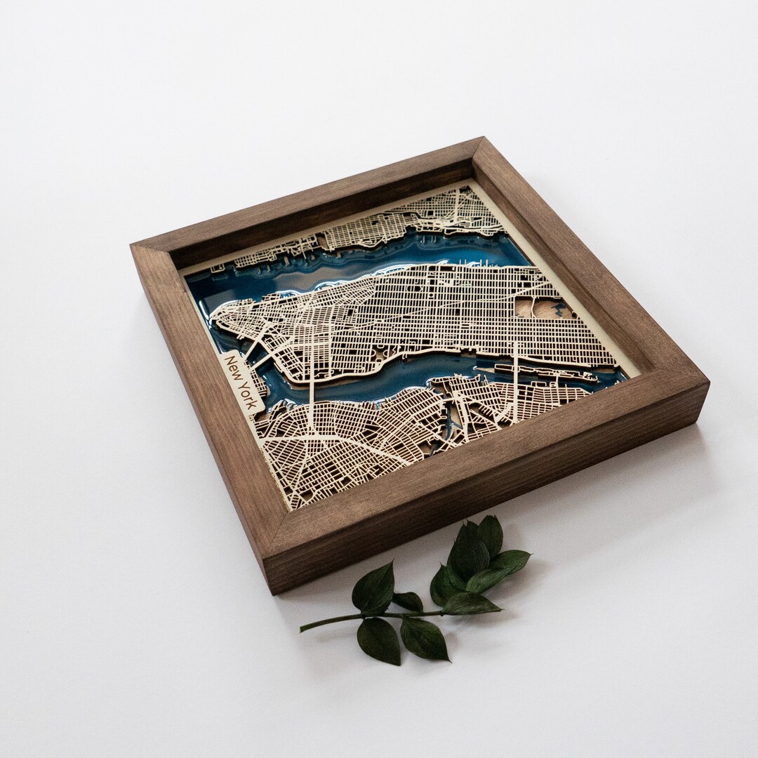 New York Wooden Map Unique Personalized Gift for Housewarming 5th ...