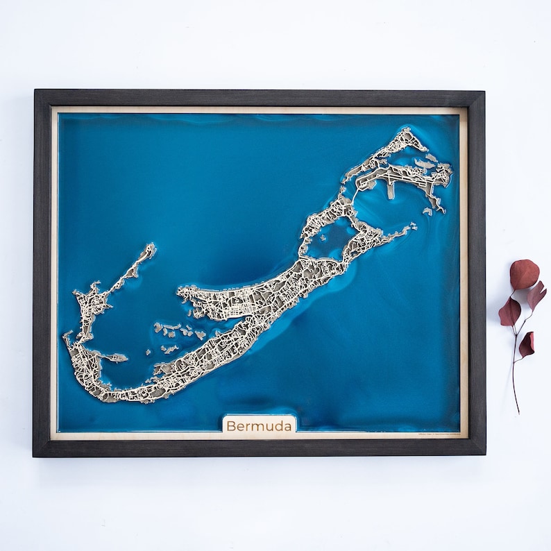 Bermuda Map Wood and Epoxy - Etsy