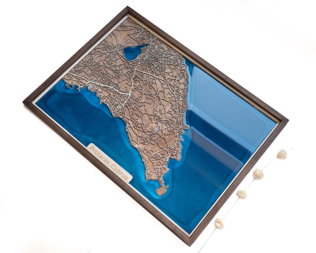Protaras Map | Wood and Epoxy - Etsy