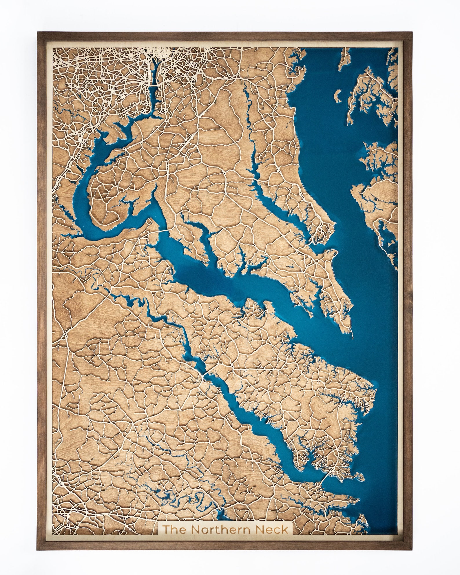 The Northern Neck Map Wood and Epoxy - Etsy