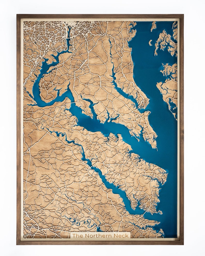 The Northern Neck Map Wood and Epoxy - Etsy