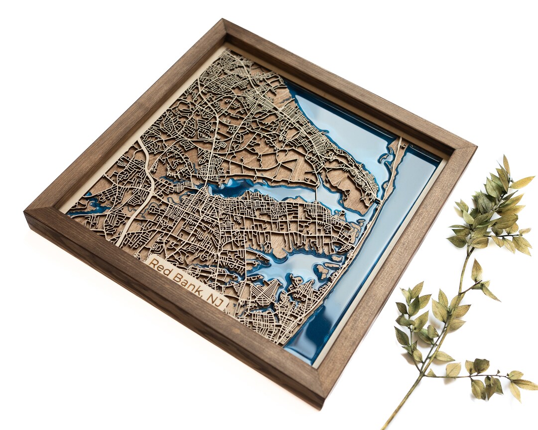 Red Bank Map | Wood and Epoxy - Etsy