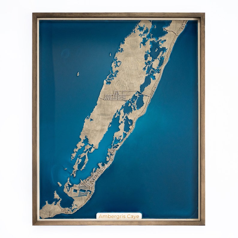 Ambergris Caye Map | Wood and Epoxy - Etsy