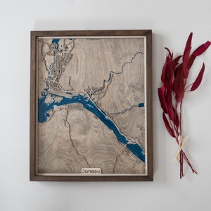 Juneau Wood Map Wood and Epoxy Resin - Etsy