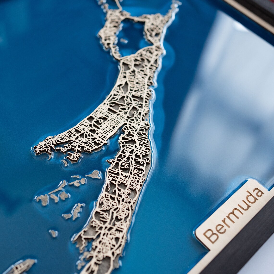 Bermuda Map | Wood and Epoxy - Etsy