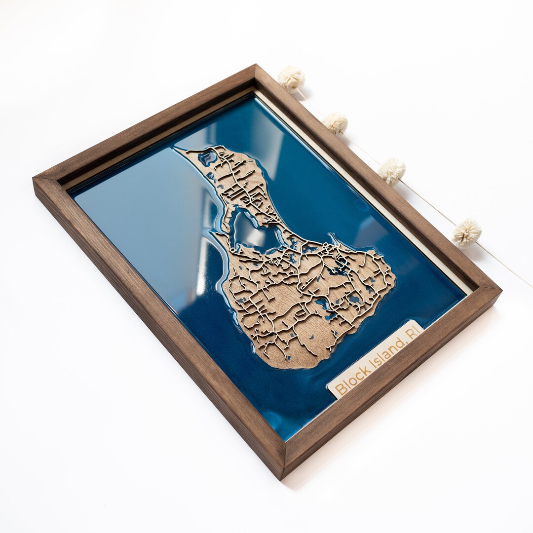 Block Island Map | Wood and Epoxy - Etsy