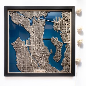 Seattle Wood Map | Wood and Epoxy Resin - Etsy