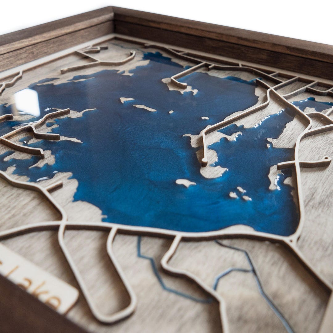 Custom Lake Map | Wood and Epoxy Resin - Etsy