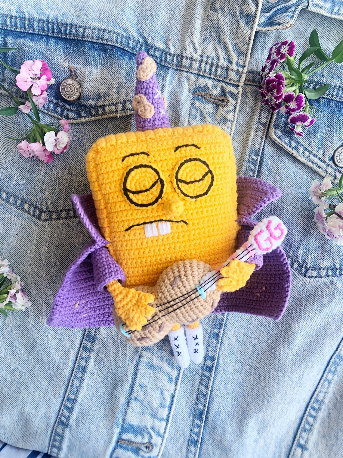 Goofy Goober Spongebob rockstar guitar crochet spongebob | Etsy