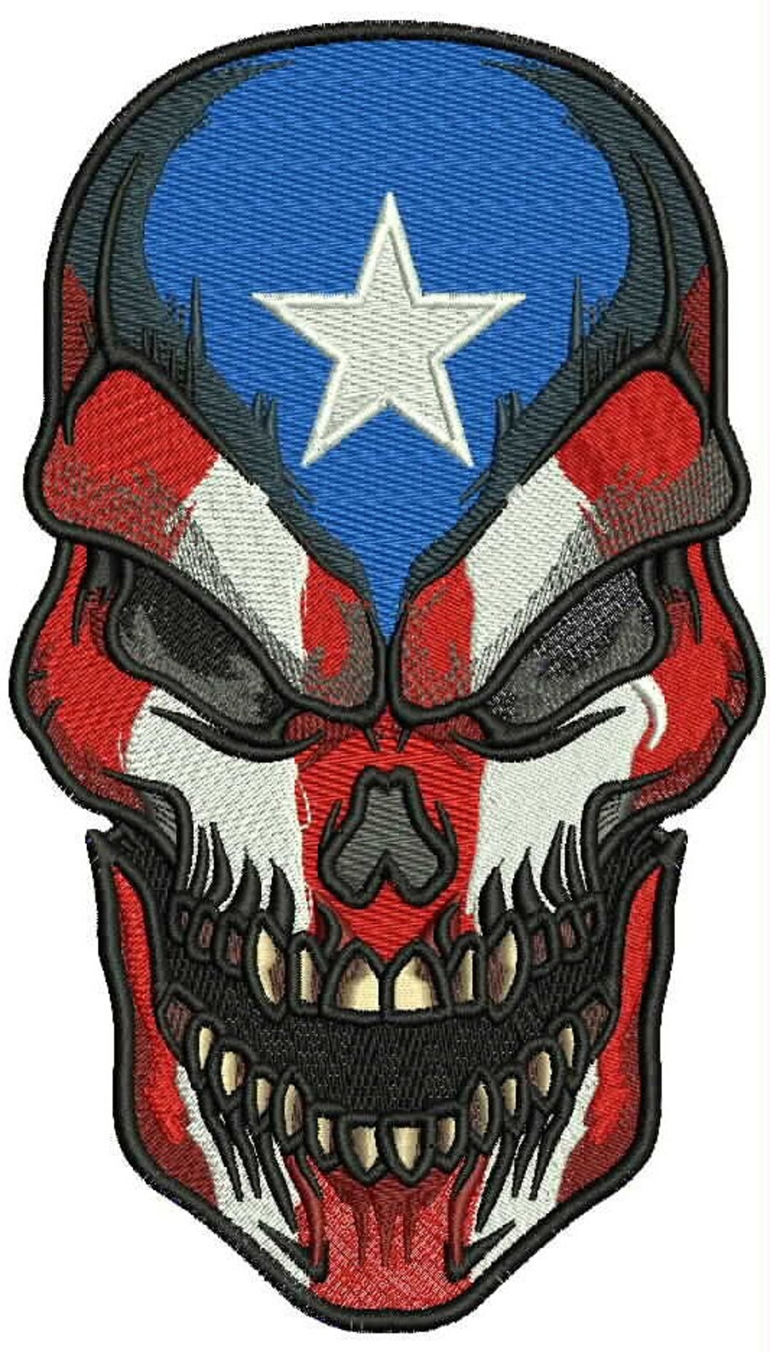PR Skull Embroidery File Puerto Rico Flag - Etsy