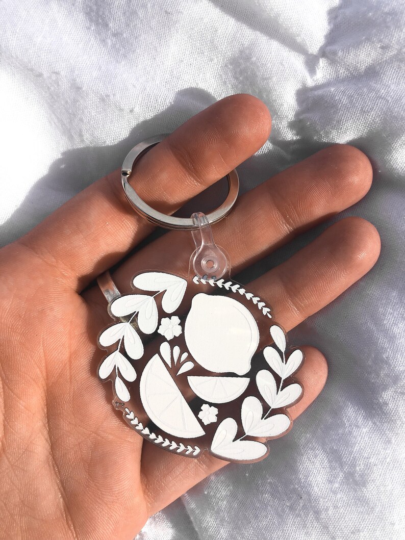 Lemon Keychain Yellow Fruit Keyring - Etsy