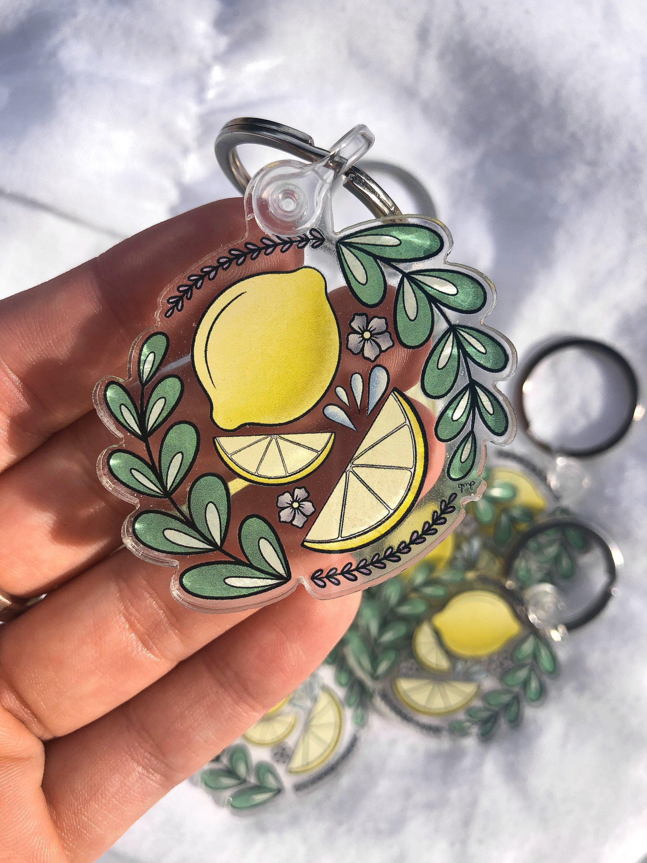 Lemon Keychain Yellow Fruit Keyring | Etsy