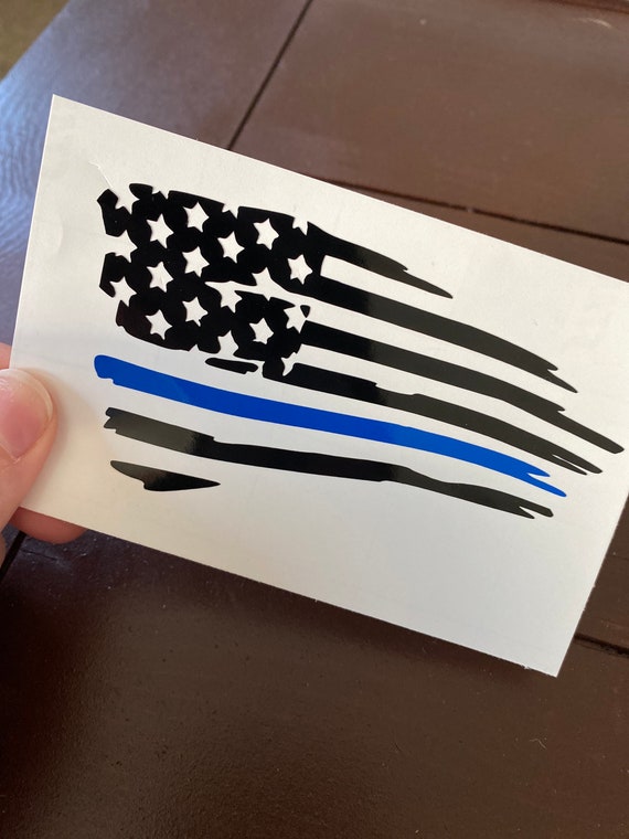 Distressed American Flag Decal Sticker Thin Blue Line - Etsy