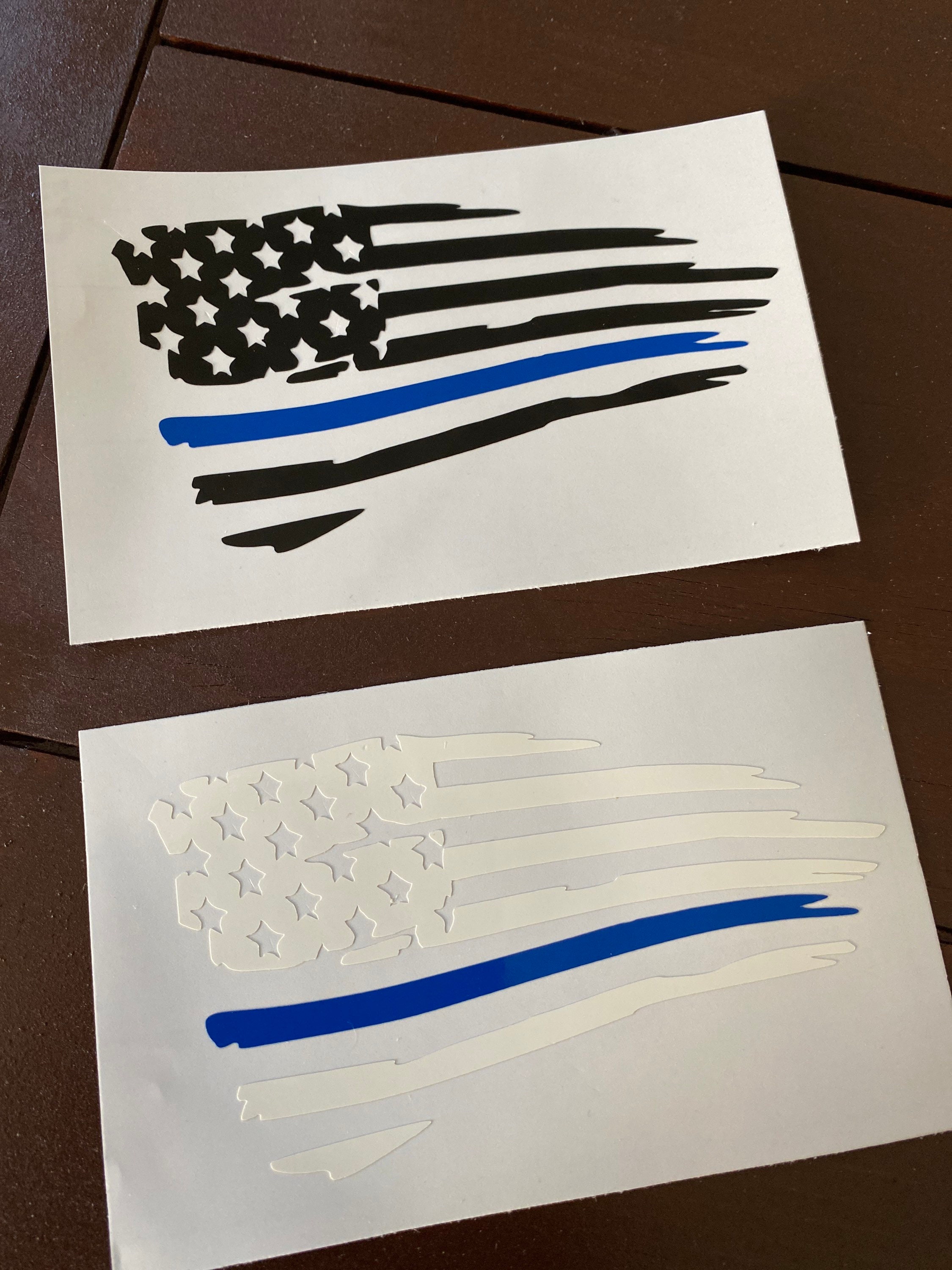 Distressed American Flag | Decal Sticker | Thin Blue Line | Police Gift ...