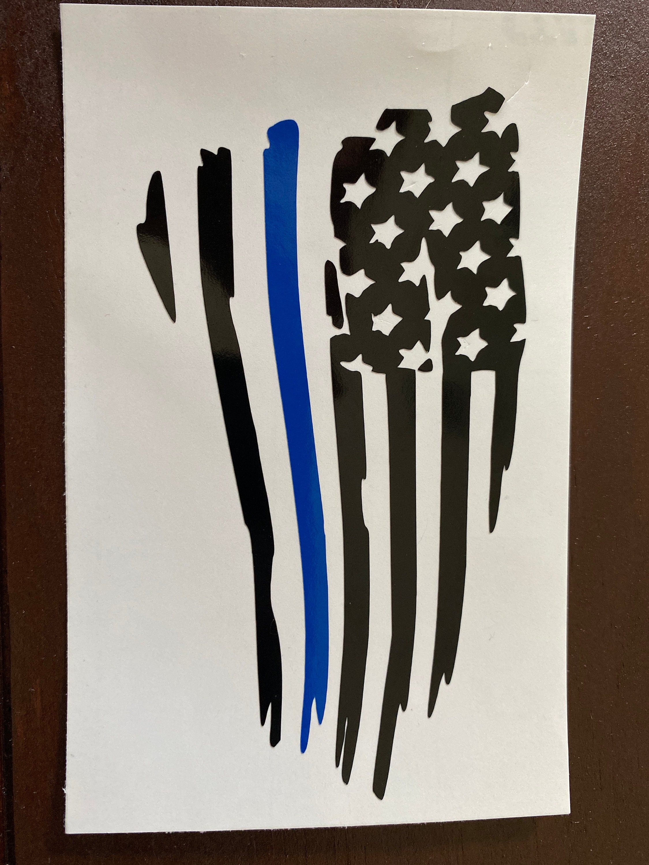 Distressed American Flag Decal Sticker Thin Blue Line Police Gift Car ...